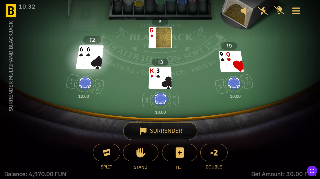 Surrender Multihand Blackjack Demo & Slot Review (BGaming)